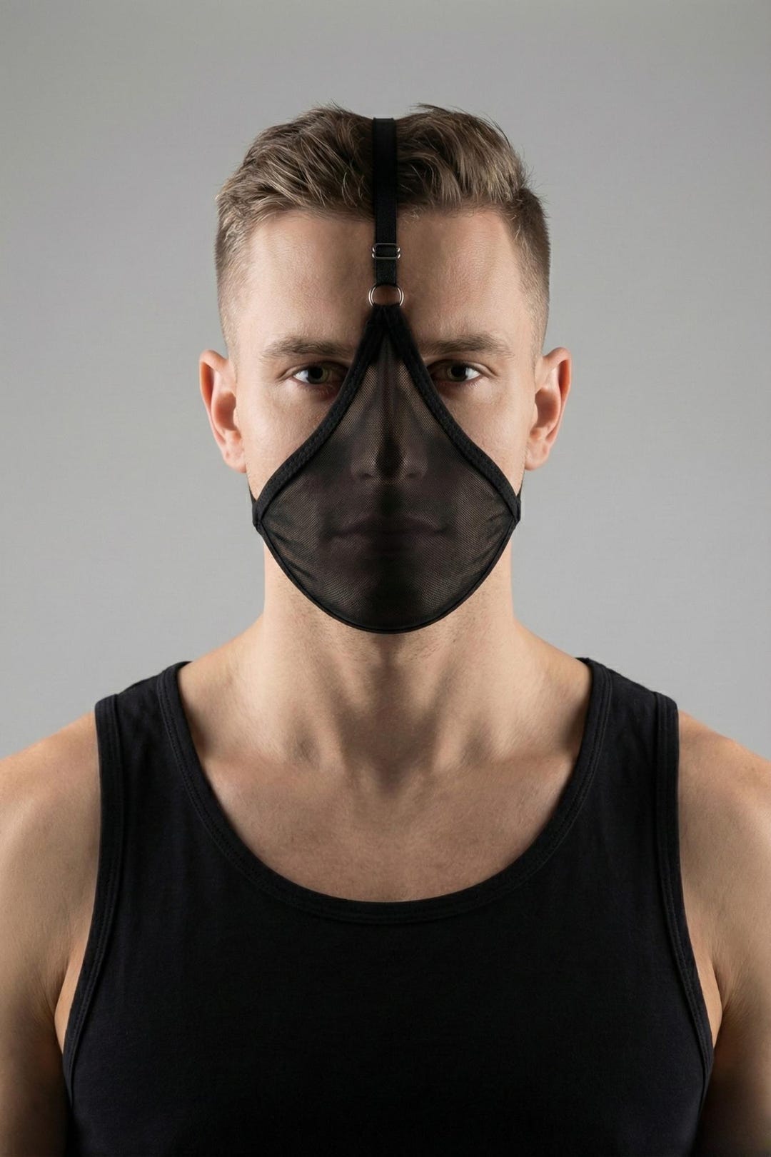 Black Mesh Rave Mask – Sheer Festival Face Accessory, DJ Half Face Mask ...