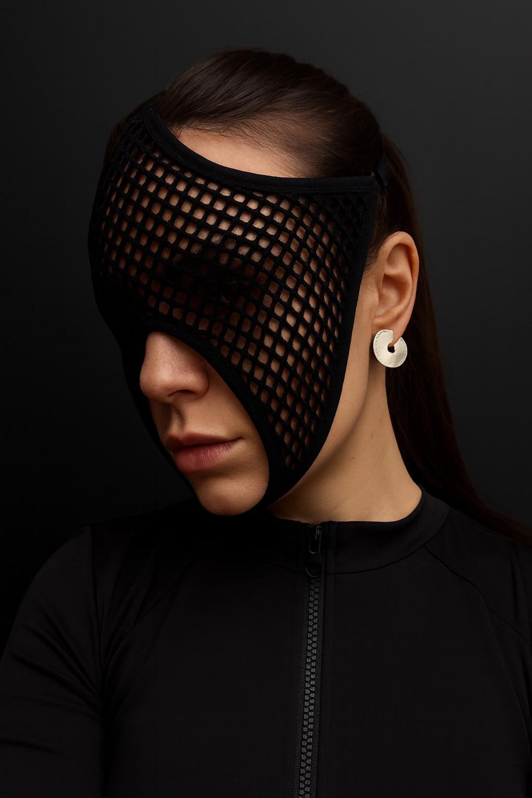 Black Mesh Rave Mask – Cyberpunk Festival Face Accessory, DJ Half Face ...