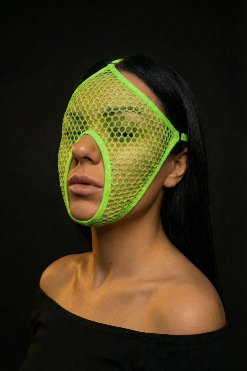 Black Mesh Rave Mask – Cyberpunk Festival Face Accessory, DJ Half Face ...