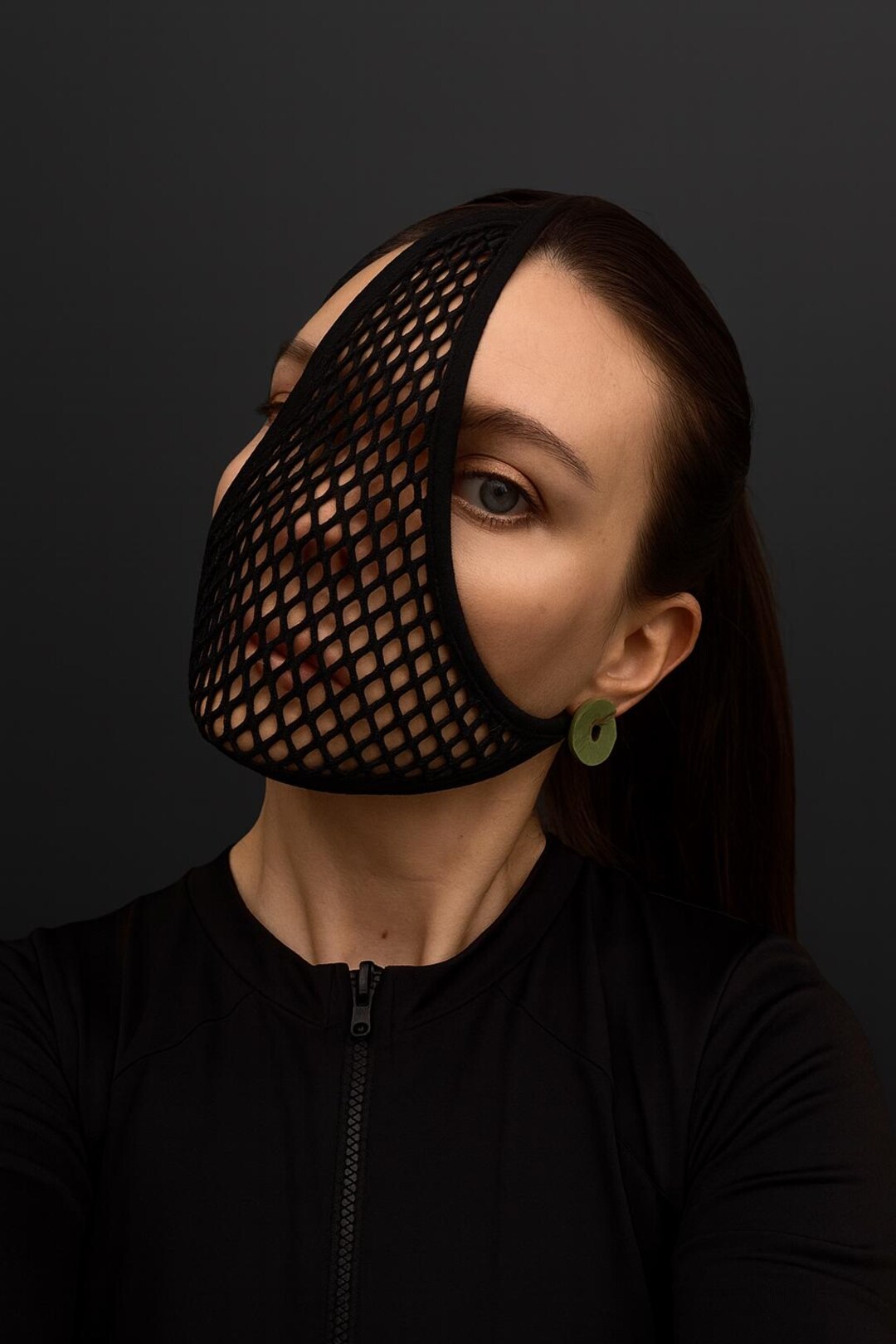Black Mesh Rave Mask – Cyberpunk Festival Accessory, Futuristic Half ...