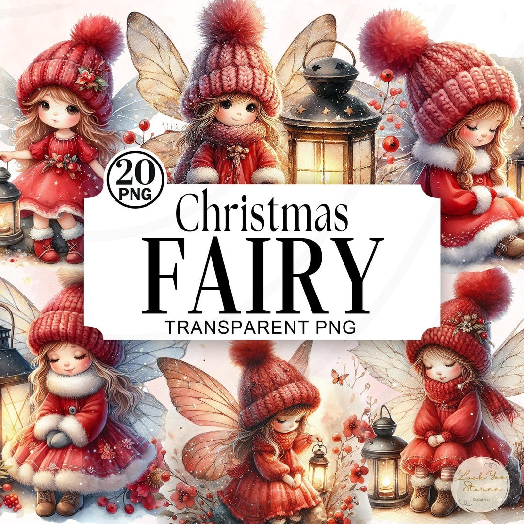 20 Watercolor Christmas Fairy Clipart, Fairy Decoration Christmas Png ...