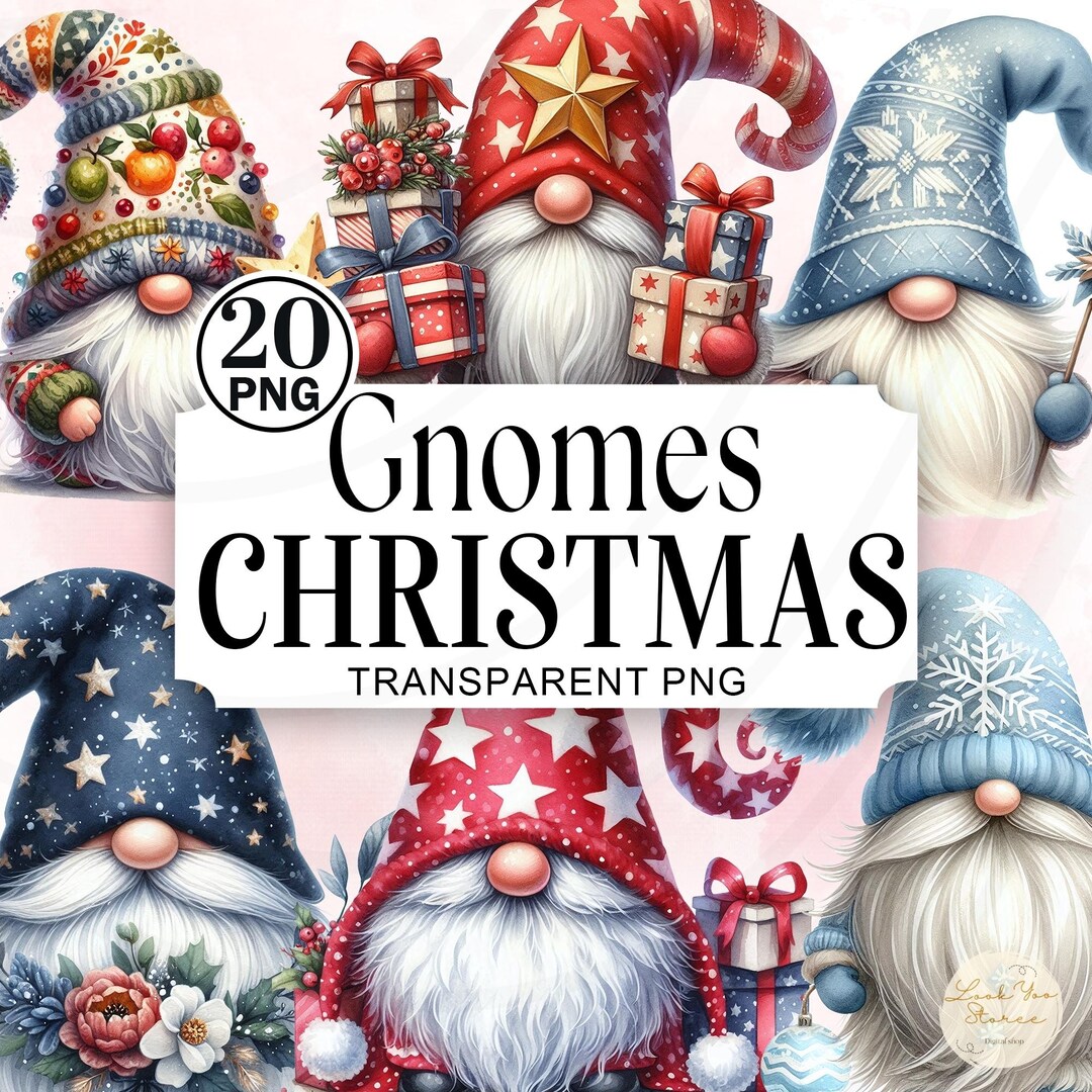 20 Watercolor Gnomes Christmas Clipart, Christmas Gonk Gnome Png Bundle ...