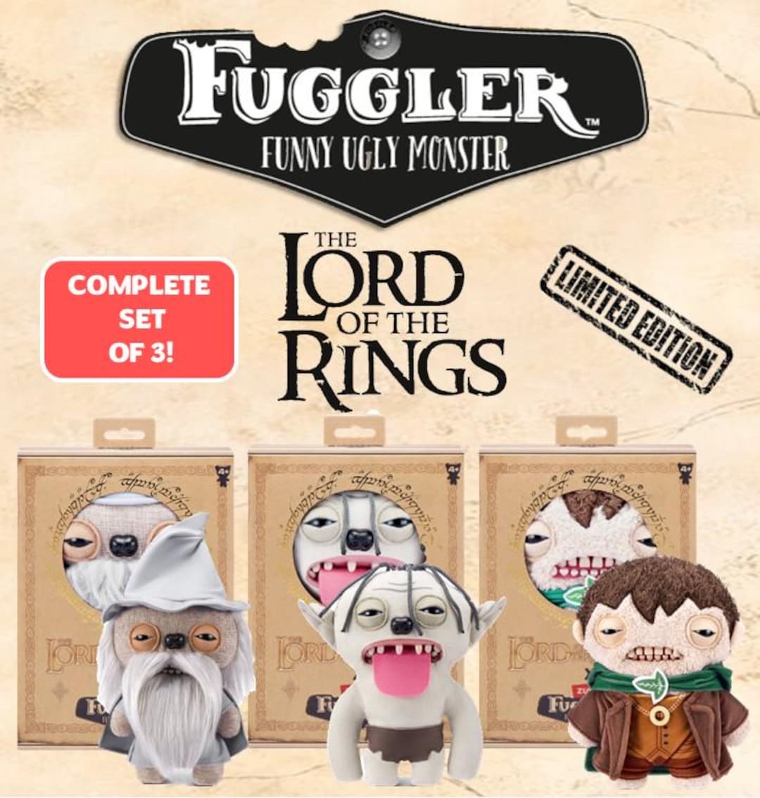 Fuggler X Lord of the Rings - Complete Set of 3 Fugglers - Frodo ...