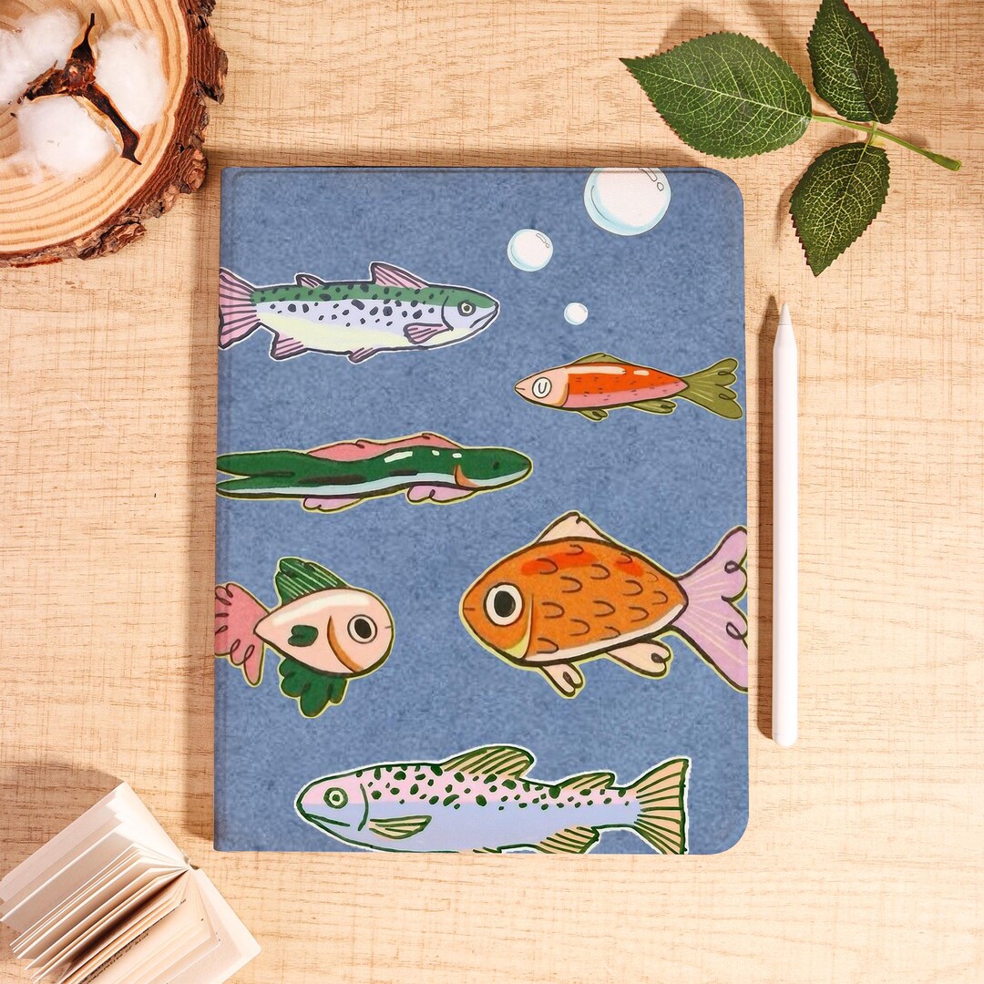Cute Colorful Fish iPad Case With Pencil Holder for iPad 11/10/9/8 Gen ...