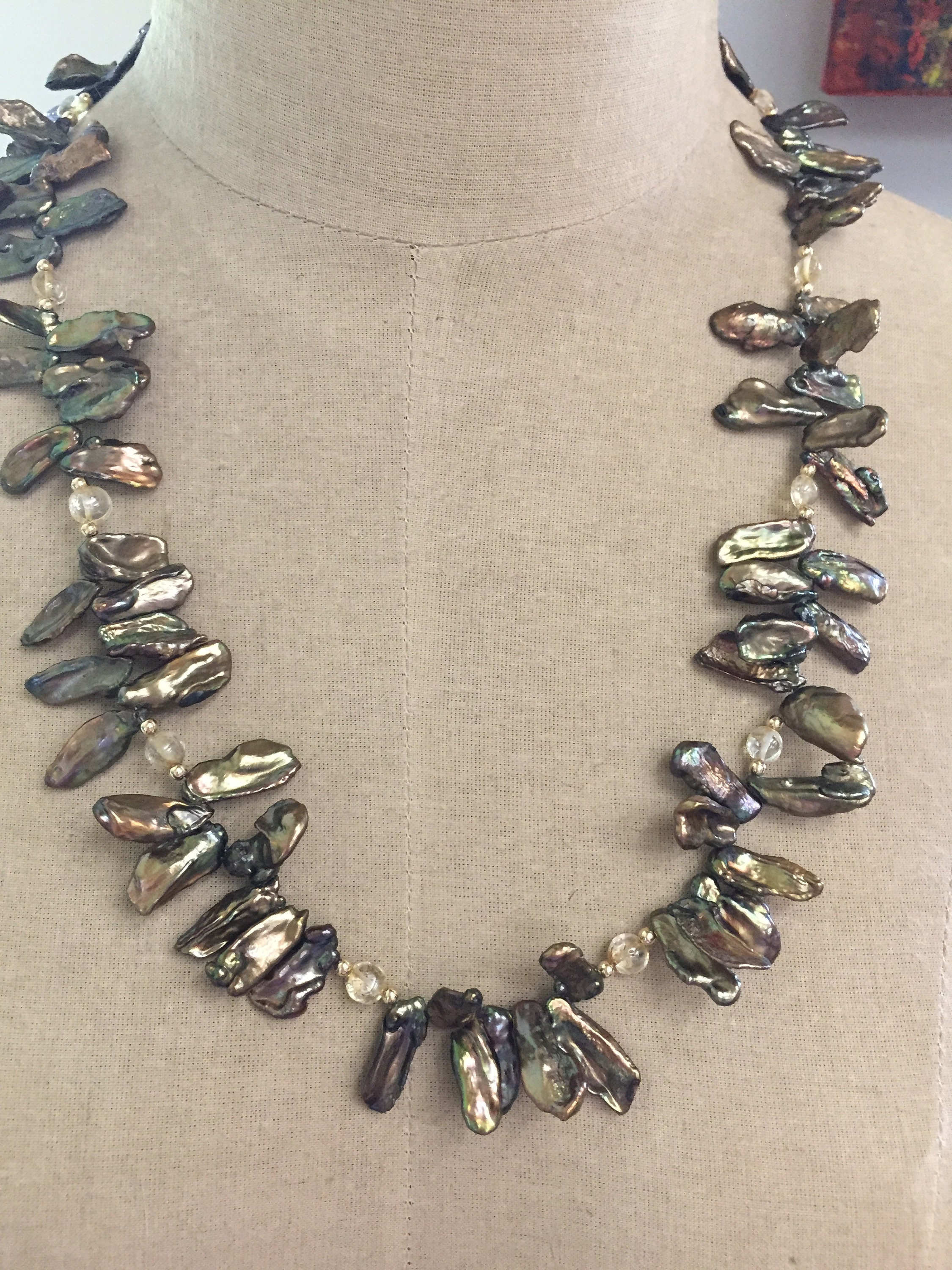 Gold Sick Pearl Necklace Lightweight Pearl Necklace Dragonfly Necklace ...