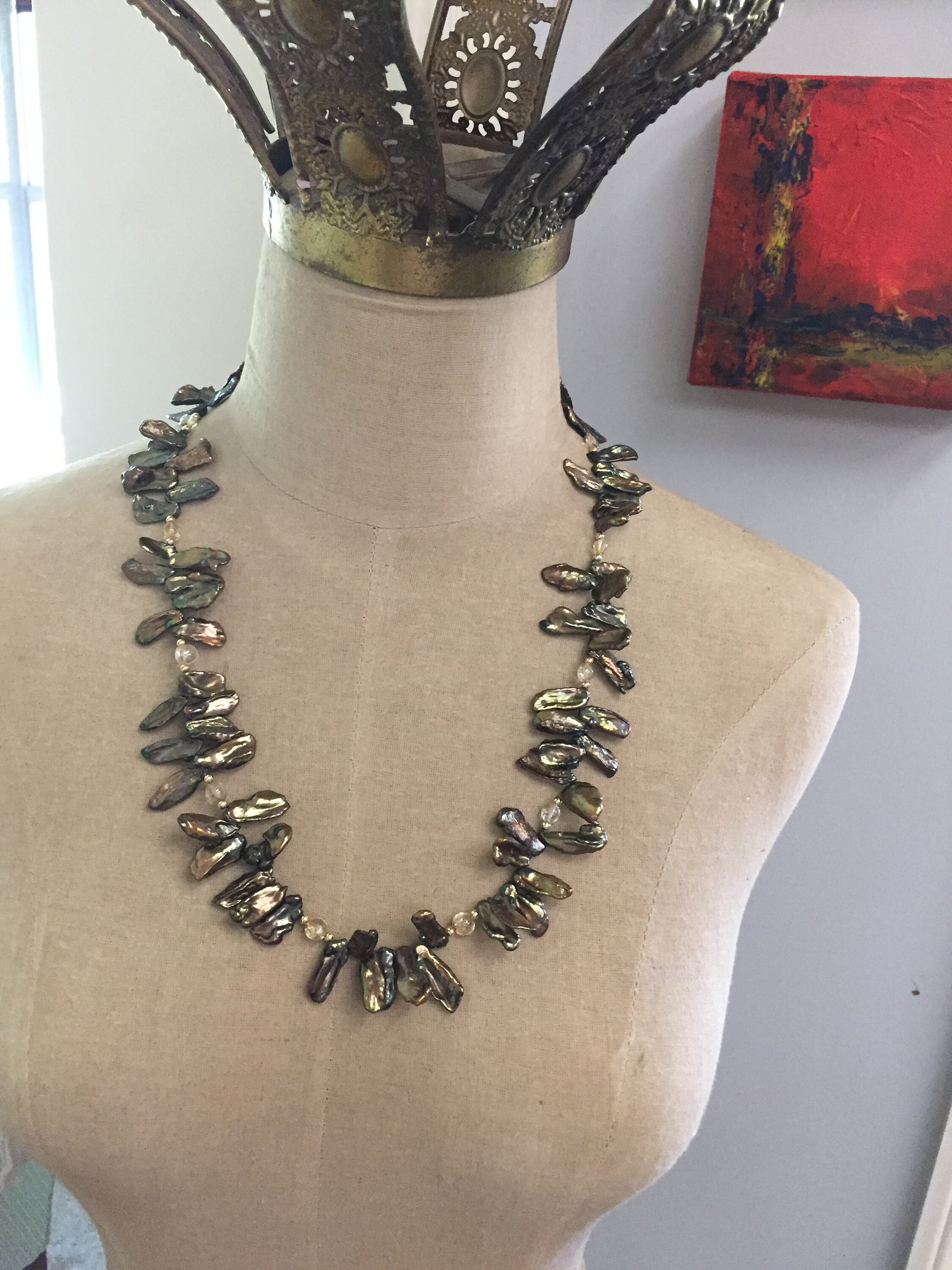 Gold Sick Pearl Necklace Lightweight Pearl Necklace Dragonfly Necklace ...