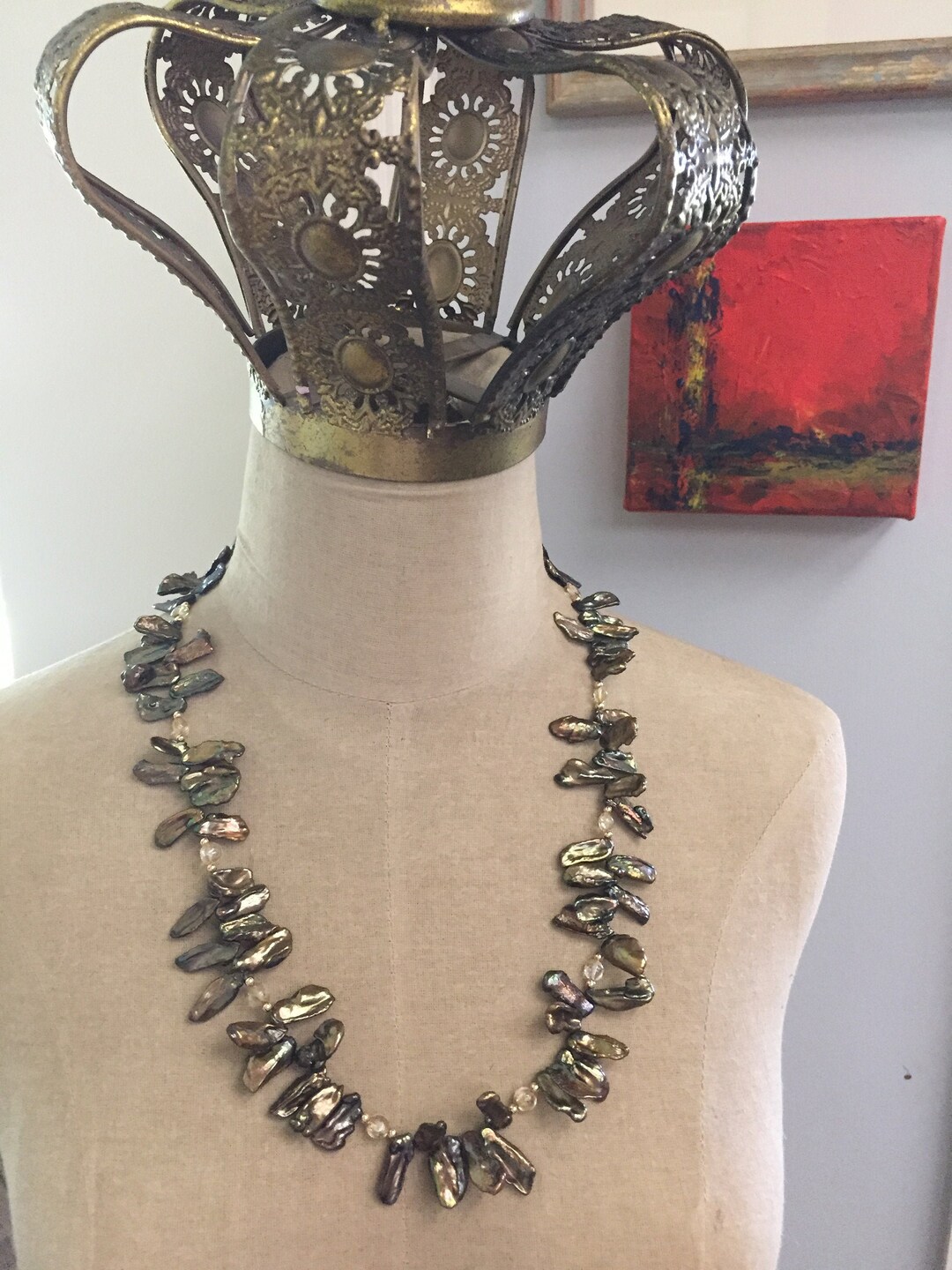 Gold Sick Pearl Necklace -- Lightweight Pearl Necklace -- Dragonfly ...