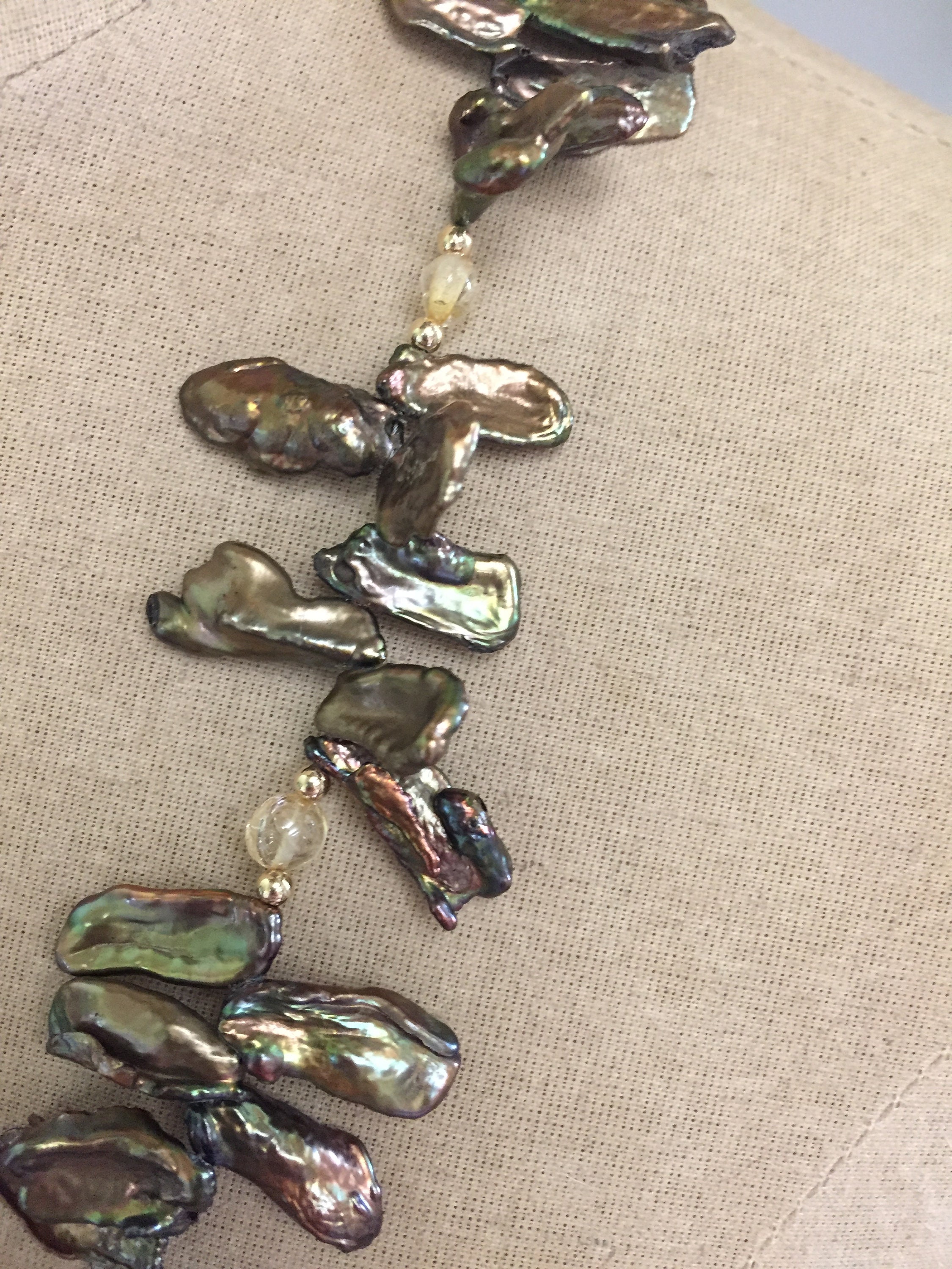 Gold Sick Pearl Necklace Lightweight Pearl Necklace Dragonfly Necklace ...