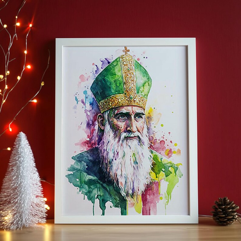 Watercolor Painting of Saint Patrick Religious Art, Watercolor Art ...