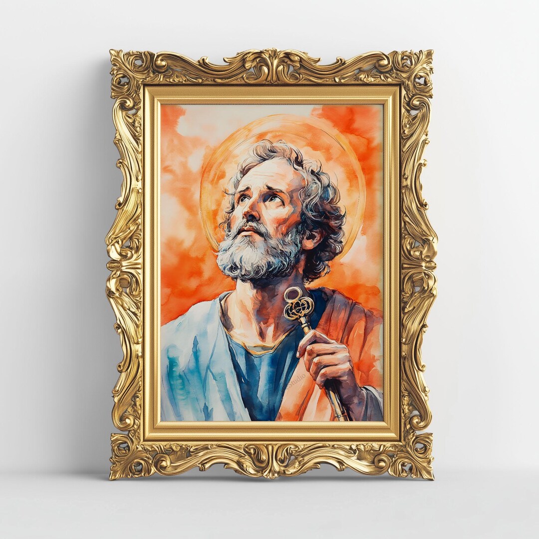 St. Peter Religious Art, Watercolor Art, Digital Download, Catholic ...