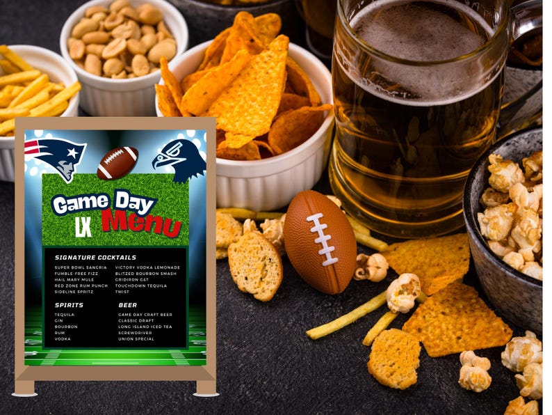 Editable Football Party Menu, Game Day Bar, Super Bowl (canva Template ...