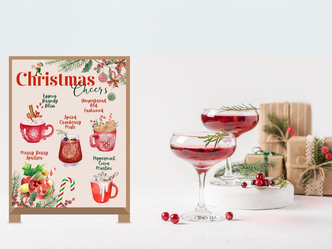Editable Christmas Drink Menu - Festive Holiday Cocktail List ...