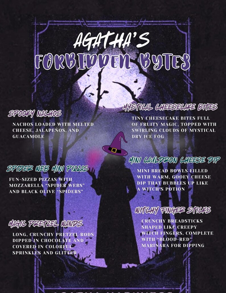 EDITABLE Agatha Halloween Food Menu - Spooky Treat List, Witchy Food ...