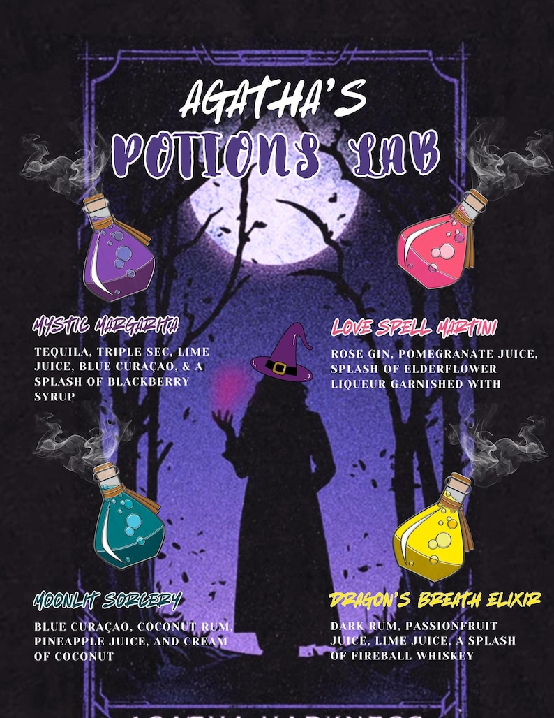Editable Witchy Halloween Drink Menu: Spooky Cocktail Bar (digital ...