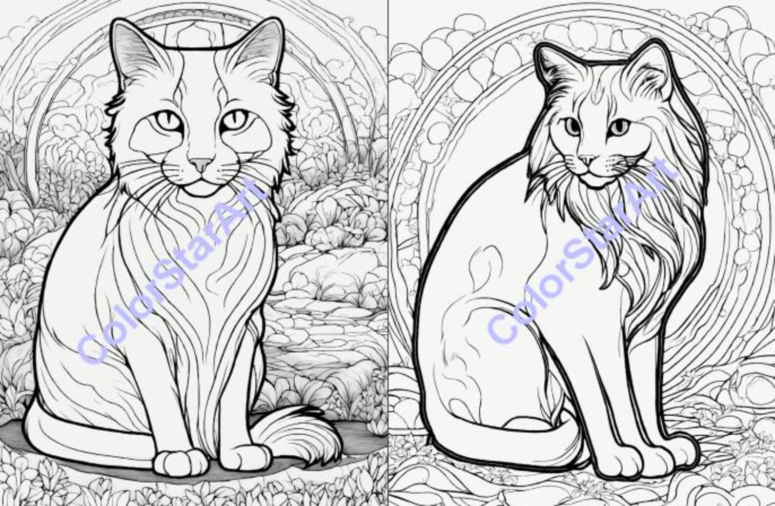 Cats Coloring Adventure for Kids - 25 Page PDF Coloring Book - Etsy