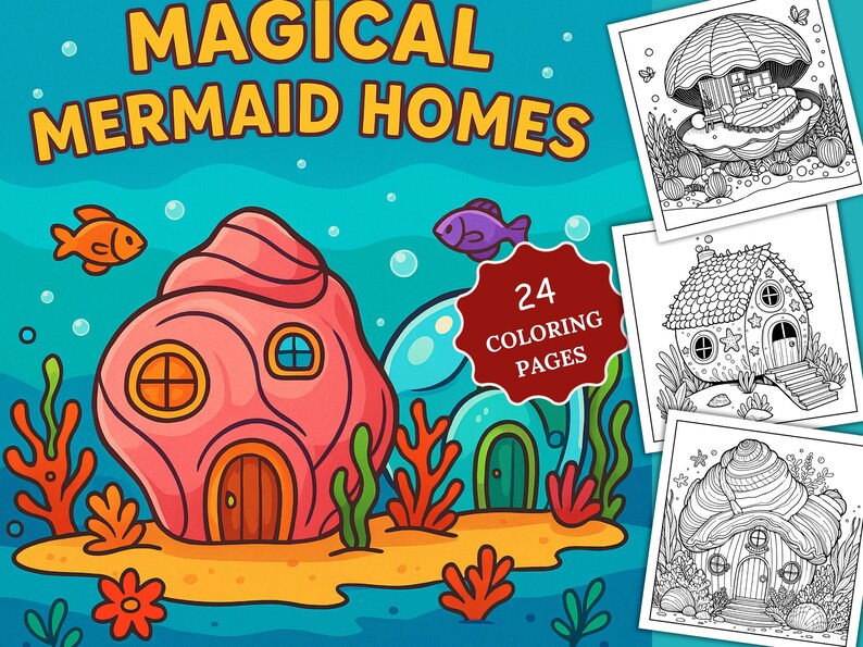 Underwater Houses Coloring Pages | Ocean Coloring Sheets | Under the ...