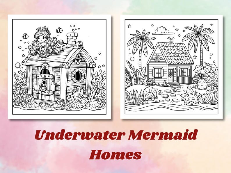 Underwater Houses Coloring Pages | Ocean Coloring Sheets | Under the ...
