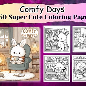 50 Comfy Moments Coloring Book, Cozy Days Coloring Pages, Bold and Easy ...