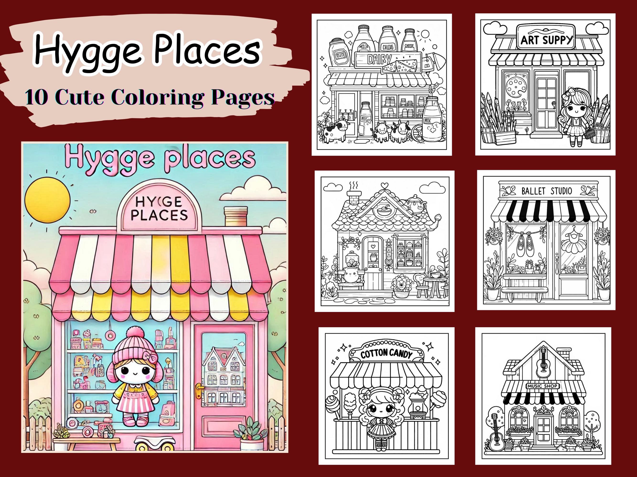 10 Hygge Places Coloring Bold and Easy Coloring Page for Relaxation ...