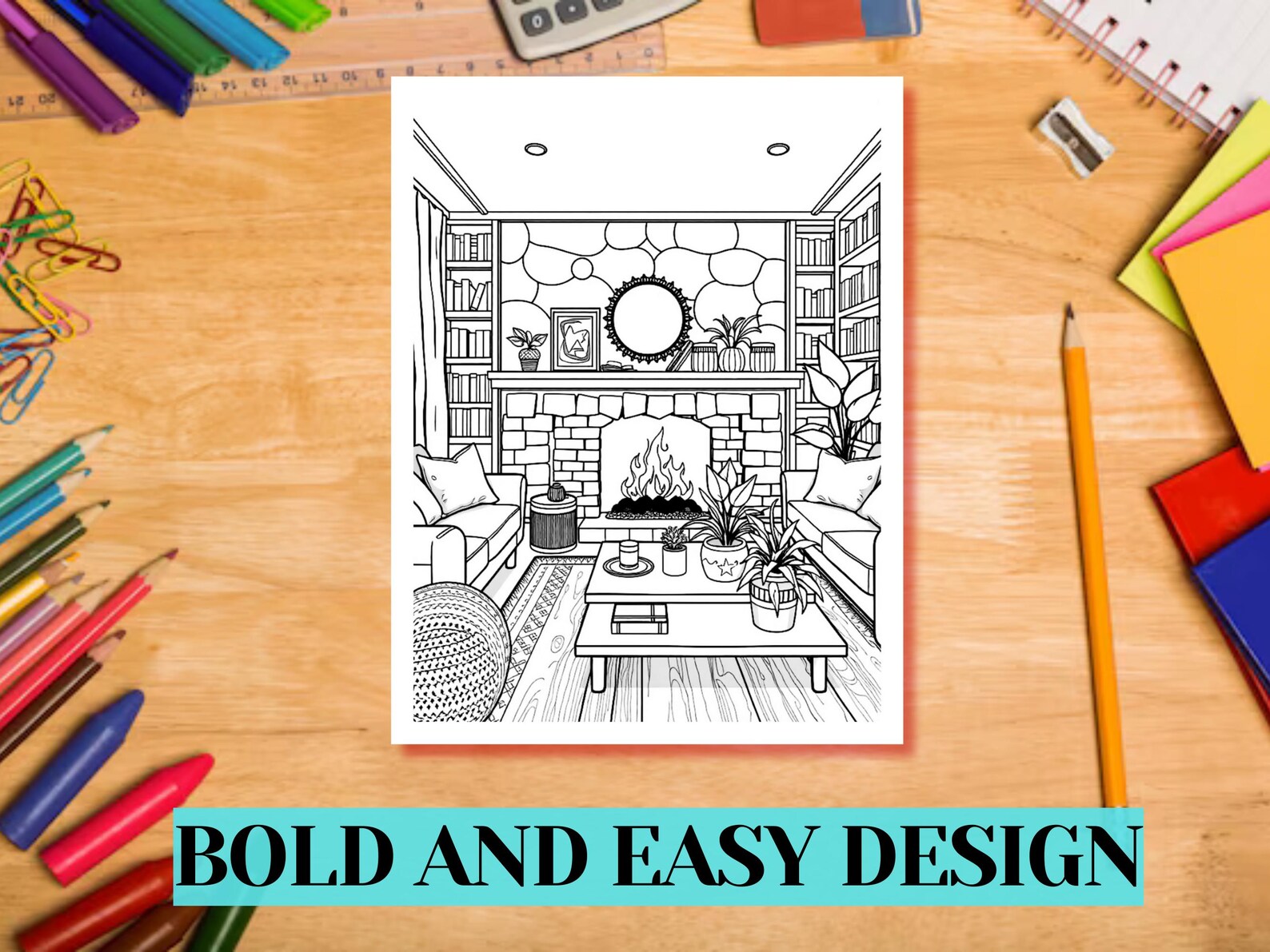 50 Cozy Interior Coloring Printables, Home Interior Coloring Pages ...