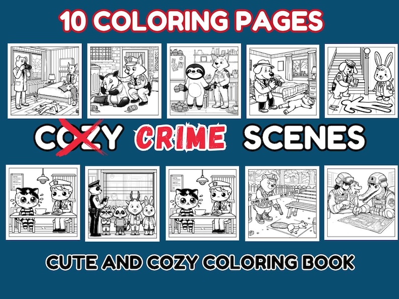 Dark Humor Crime Scene Coloring Pages for Adults (PDF) - Etsy