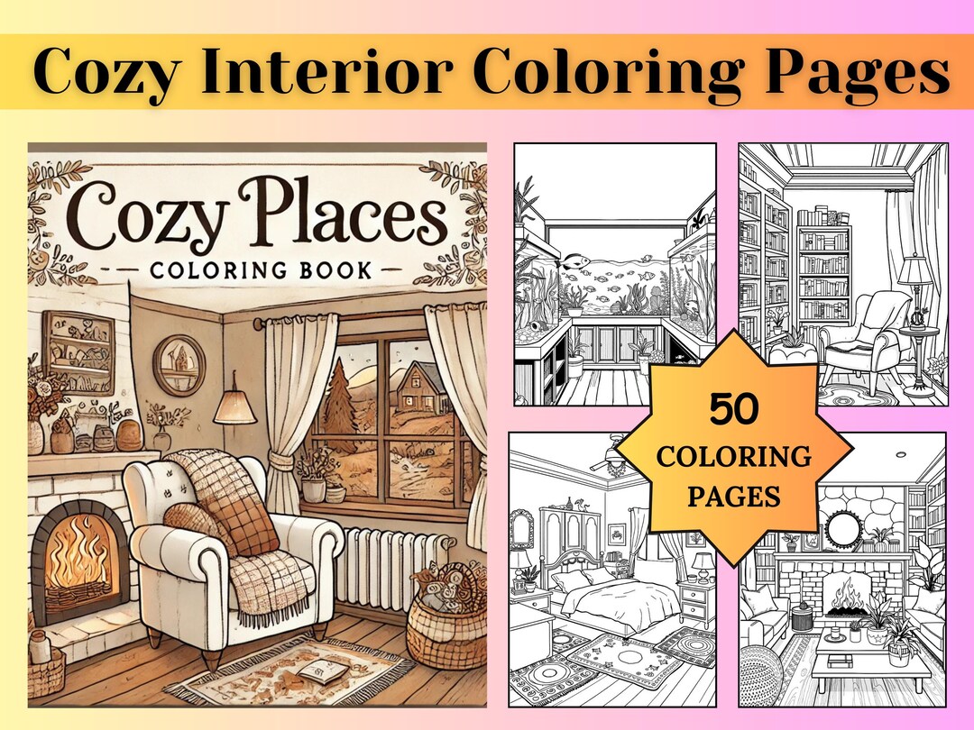 50 Cozy Interior Coloring Printables, Home Interior Coloring Pages ...