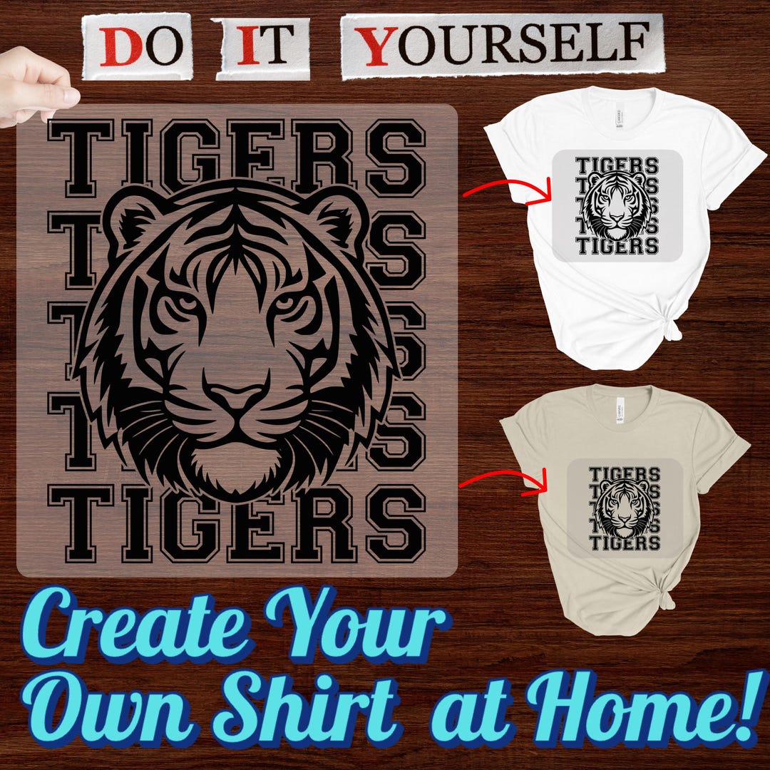 Bold Tiger Mascot Iron-on DTF Transfer for School Spirit Tees Sport ...