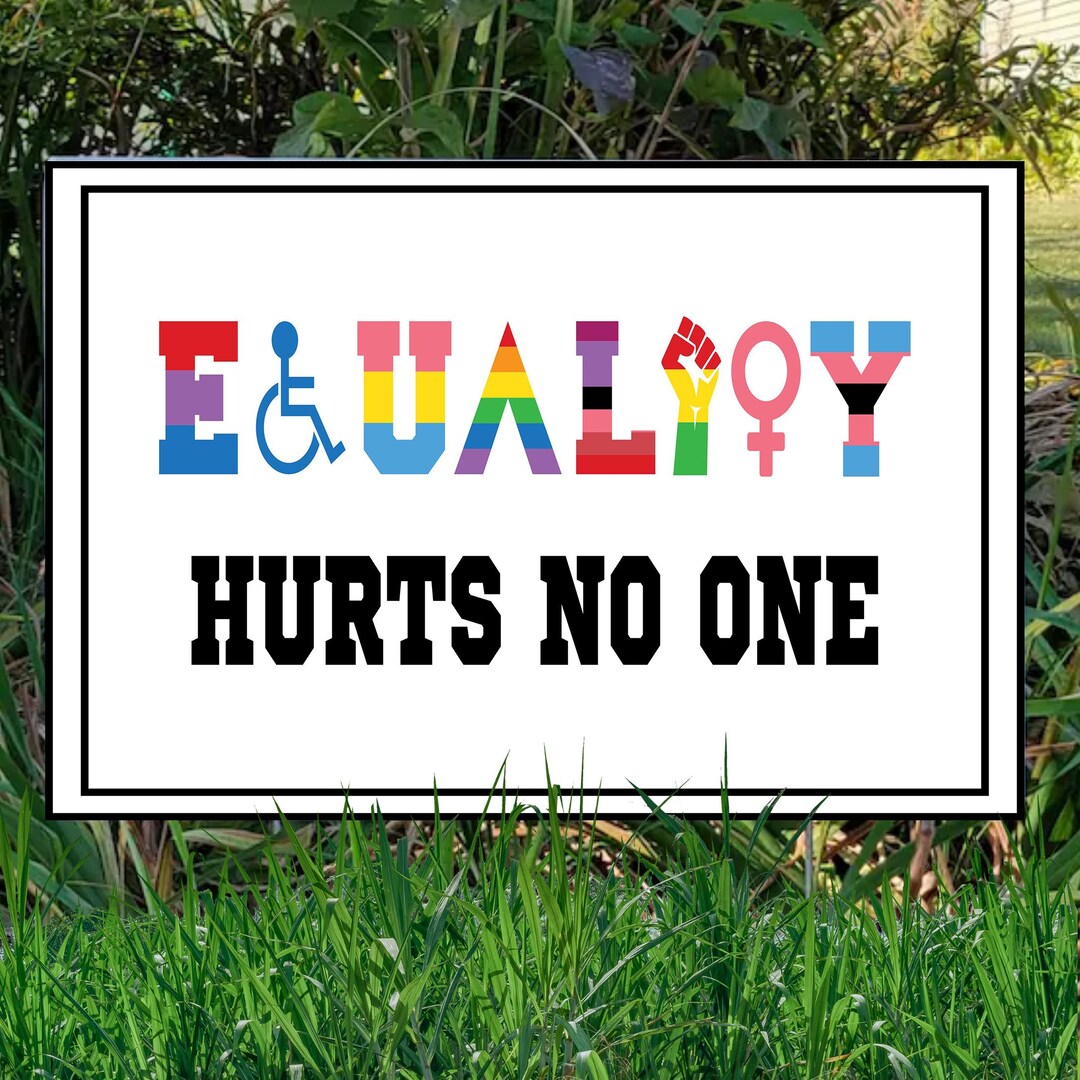 Human Rights Protest Yard Sign, Equal Rights Supporter Sign, Balck ...
