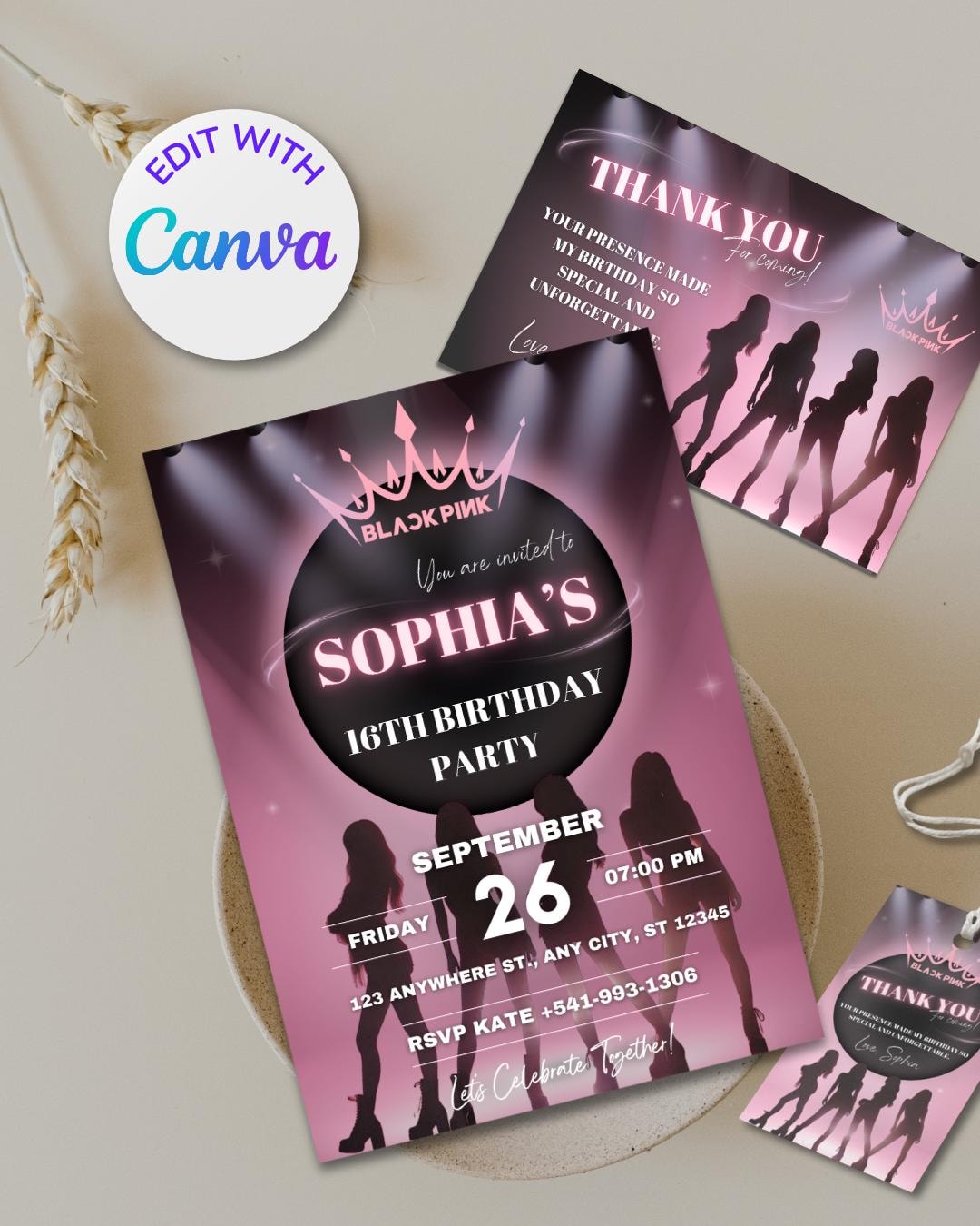 BLACKPINK Card Birthday Invitation | DIGITAL Download | Editable ...