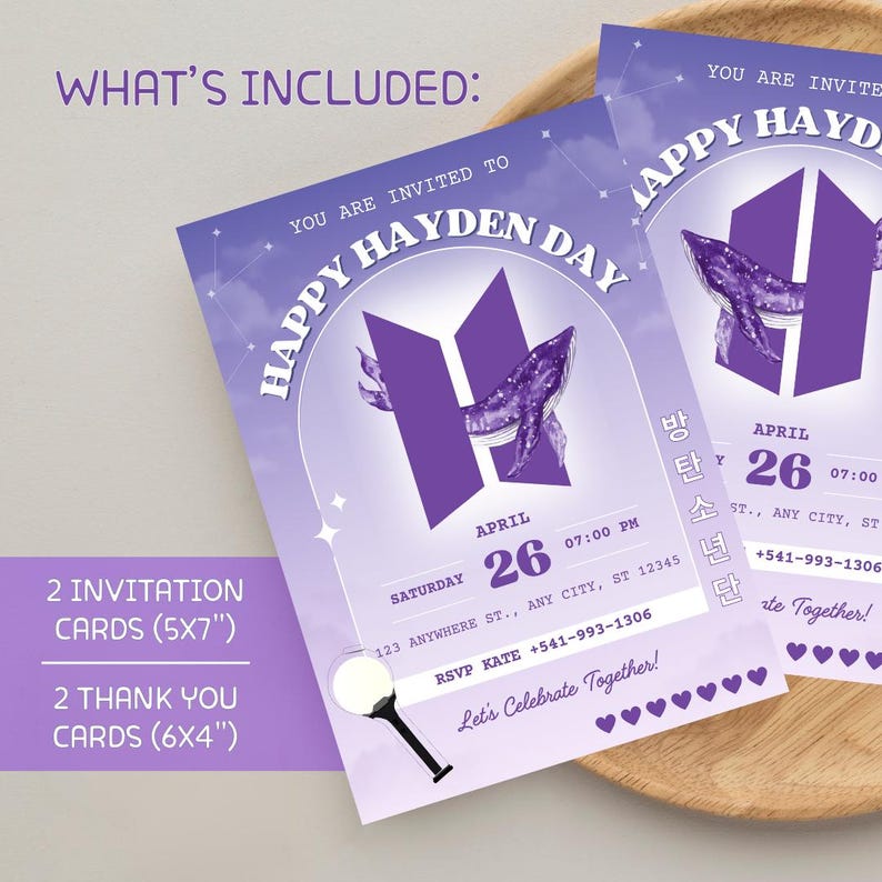 BTS & ARMY Card Birthday Invitation | DIGITAL Download | Editable ...
