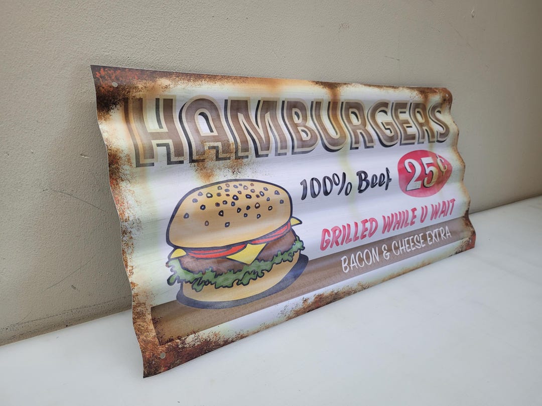 Retro-looking Patinaed Hamburger Sign - Etsy