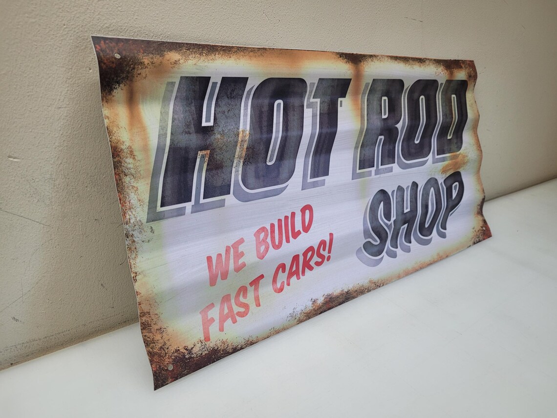 Rustic and Weathered Looking Hot Rod Shop Sign - Etsy