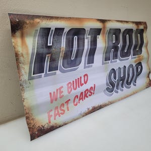 Rustic and Weathered Looking Hot Rod Shop Sign - Etsy