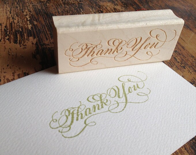 CLEARANCE Calligraphy Thank You Stamp Darcy Large Handwritten for ...