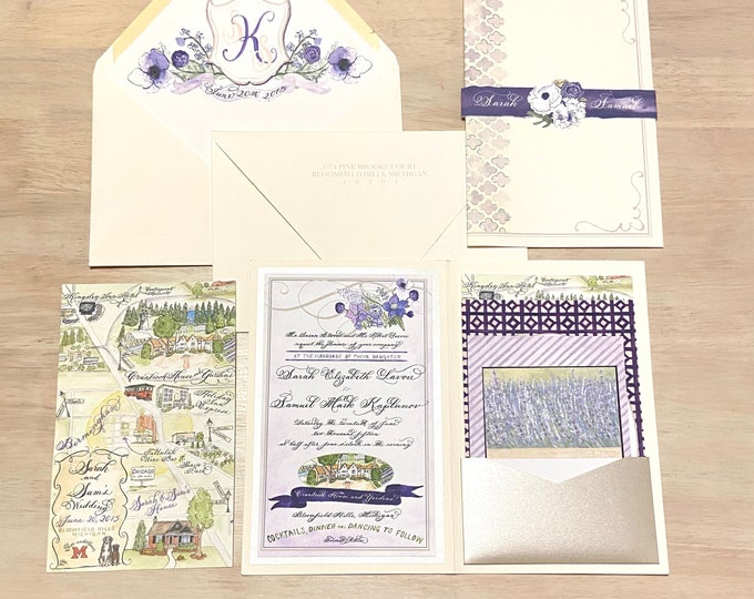 Calligraphy Wedding Invitation Train Ticket With Watercolor - Etsy