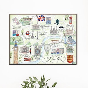 London Map, Hand-painted Watercolor, Luxury Print in 5 X 7, 8 X 10, 11 ...