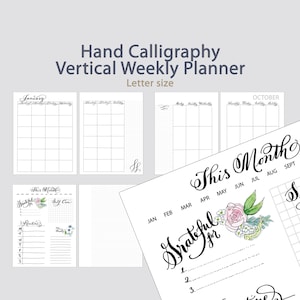 Calligraphy Weekly Planner - Letter Size Digital Pdfs - WO2P - Undated ...
