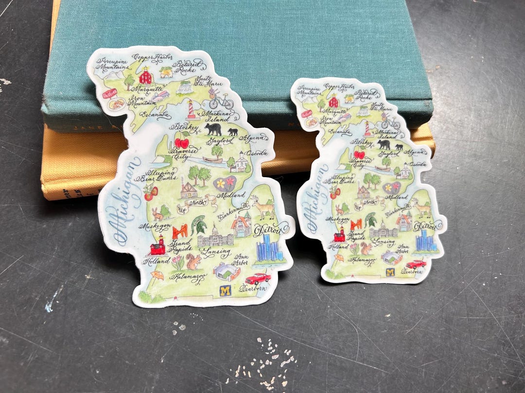 Michigan State Map Stickers - Small and Medium - Waterproof - Etsy