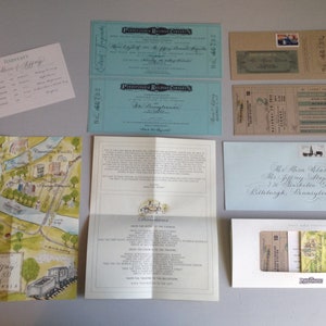Calligraphy Wedding Invitation Train Ticket With Watercolor Map by ...