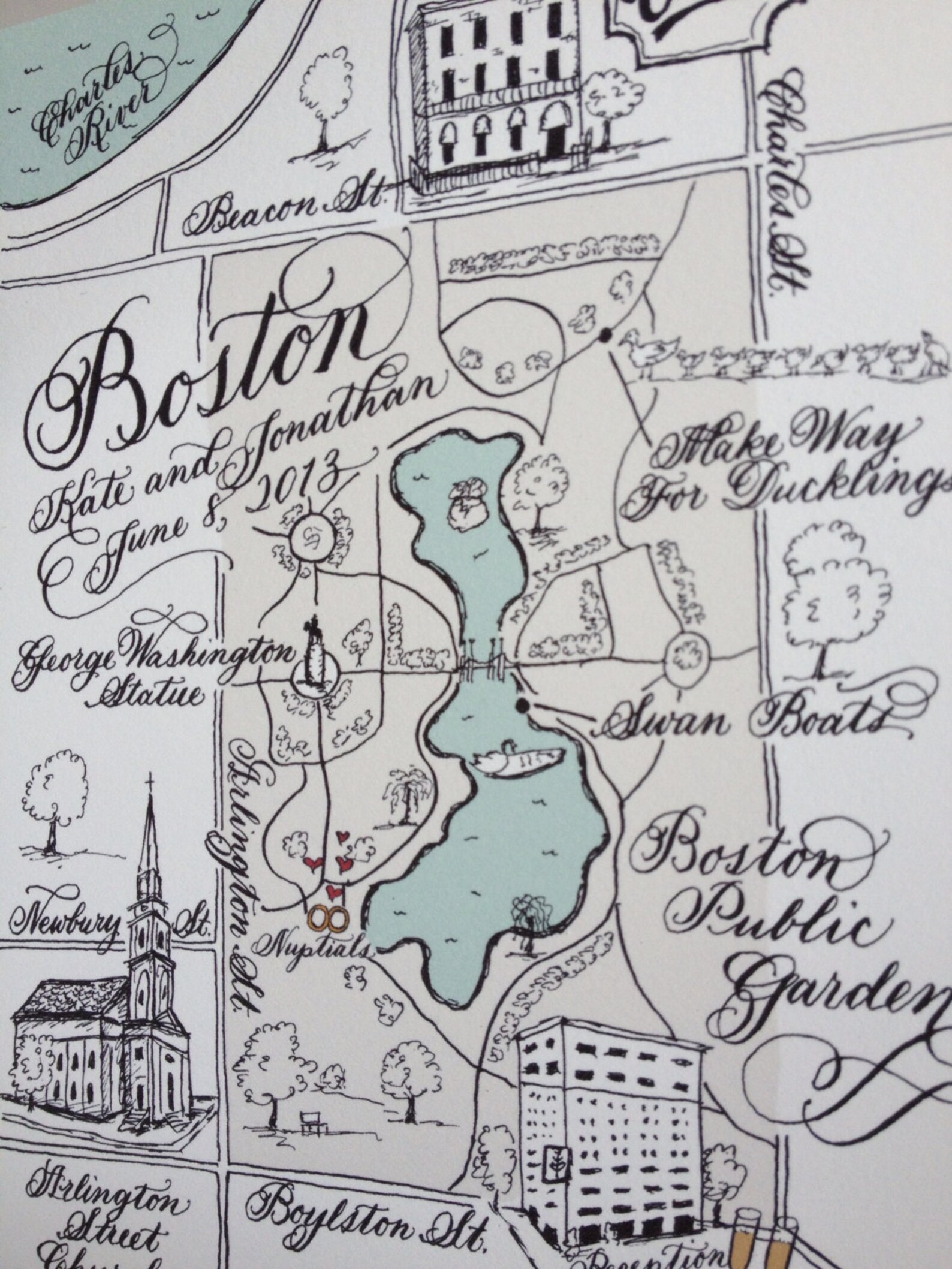 Calligraphy Black and White Wedding Map With Colorized - Etsy