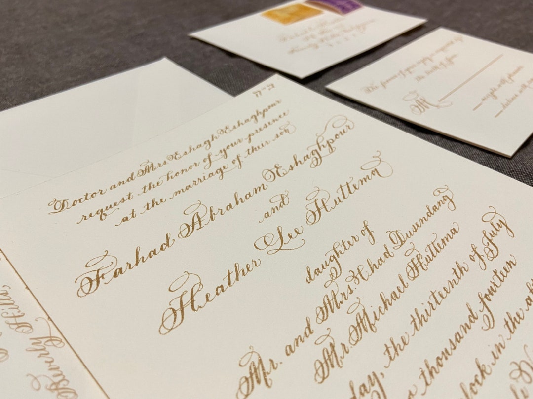 Handwritten Calligraphy Wedding Invitations With Raised Thermography ...