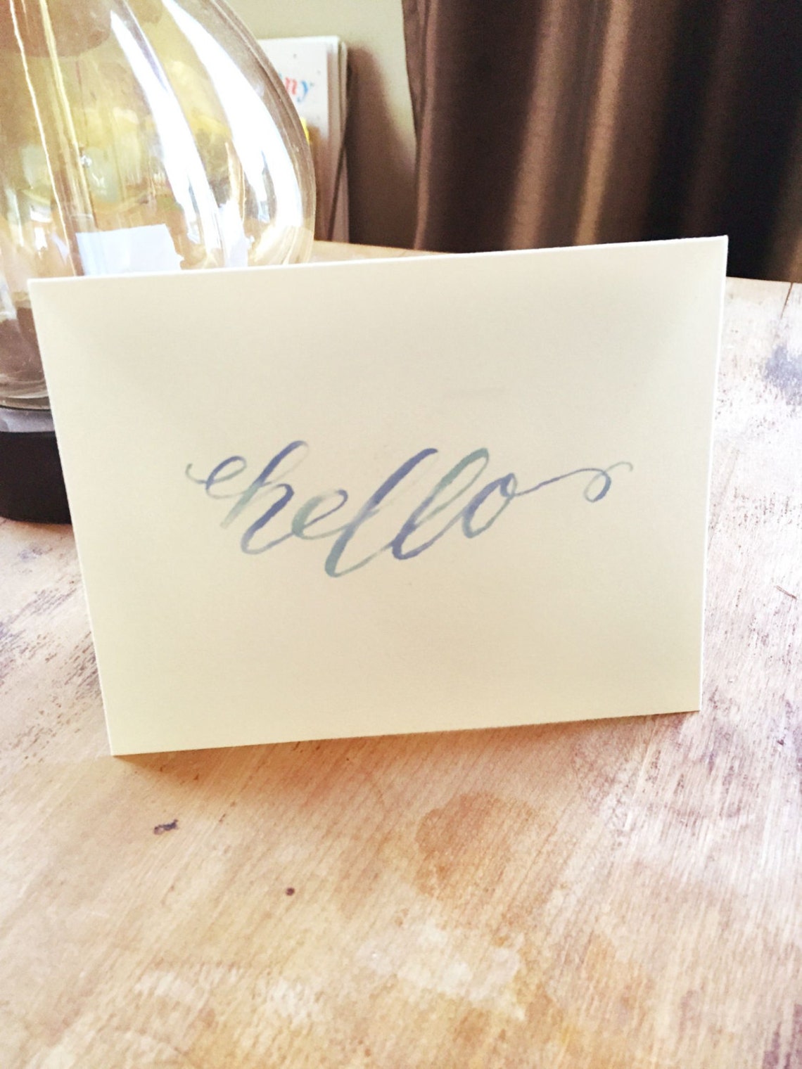 Calligraphy Hello Greeting Card Single Card, Set of 4 and Luxury Box ...