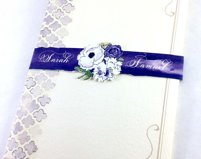 Calligraphy Wedding Invitation Train Ticket With Watercolor - Etsy