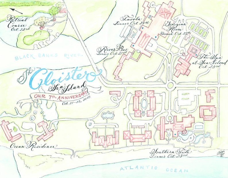 Wedding Venue Watercolor Wedding Map Invitations DIY, Print at Home or ...