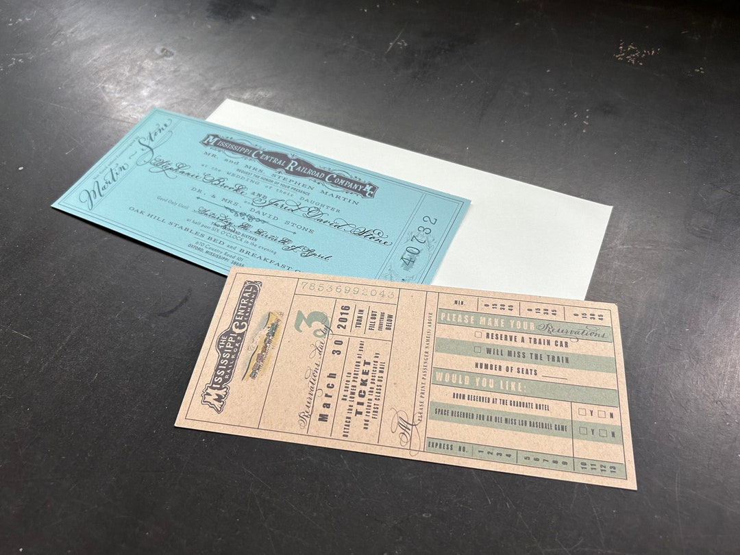 Calligraphy Wedding Invitation Train Ticket by Designs by Robyn Love - Etsy