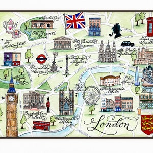 London Map, Hand-painted Watercolor, Luxury Print in 5 X 7, 8 X 10, 11 ...