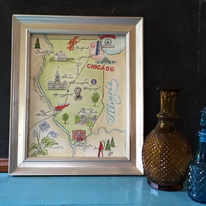 Watercolor Vintage Illinois Map Card -- Single Card, Set of 4 or 10 - Etsy