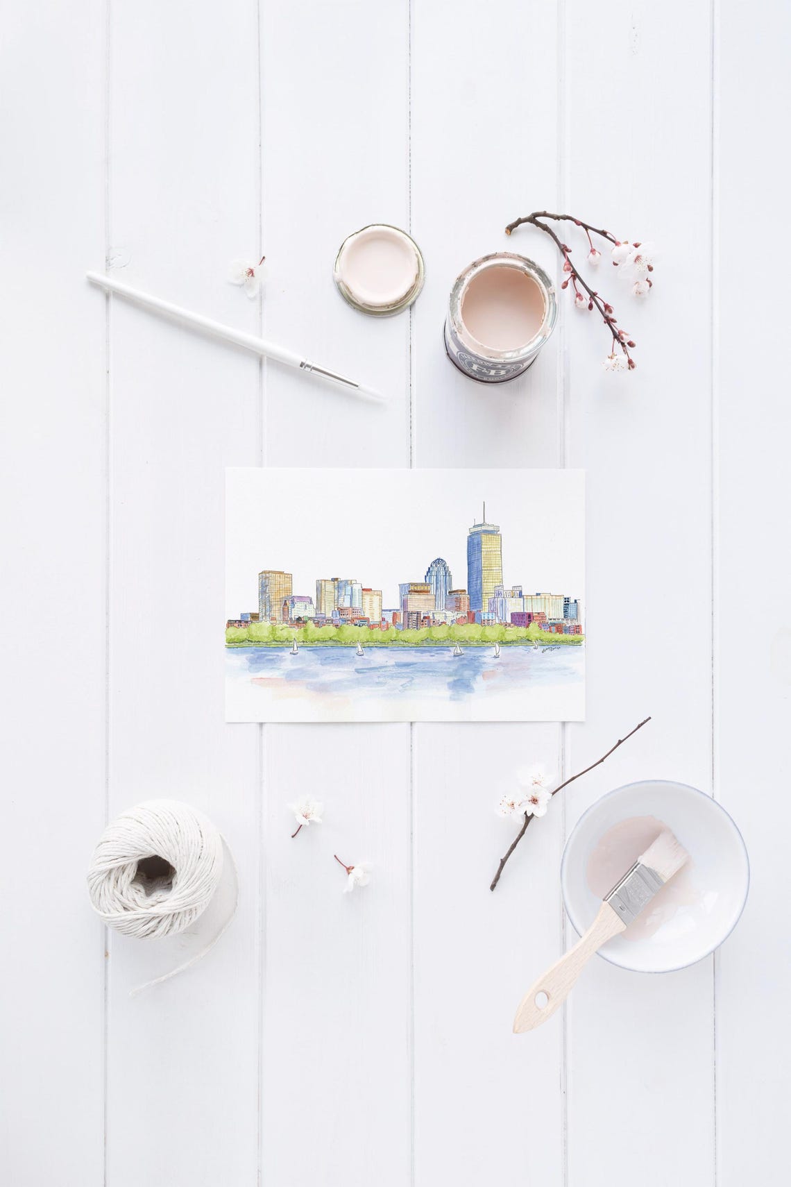 Boston Skyline Card -- Single Card, Set of 4 or 10 - Etsy