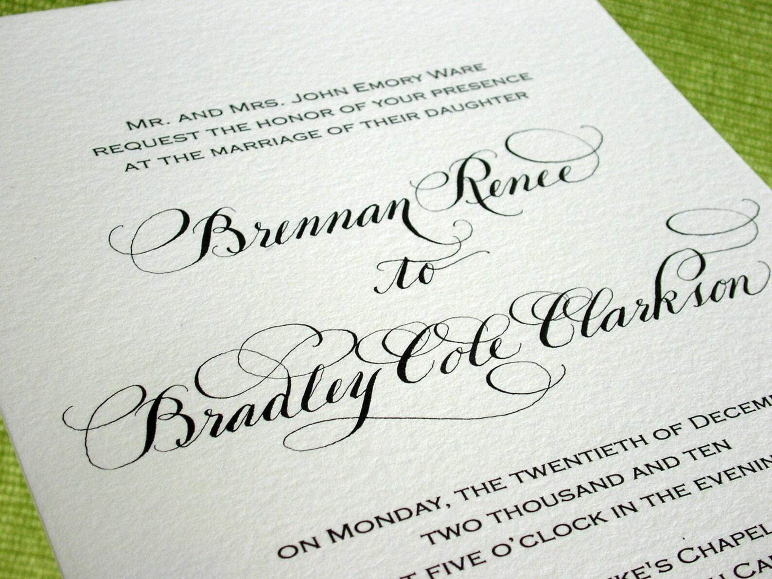 Traditional Calligraphy Wedding Invitation on Cotton - Etsy
