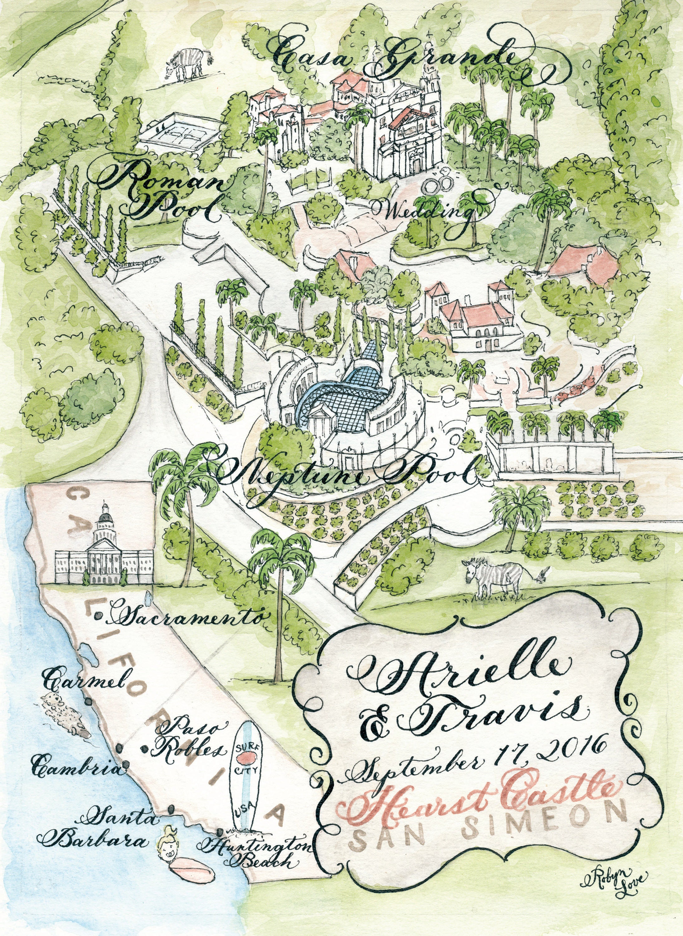 Wedding Venue Watercolor Wedding Map Invitations DIY, Print at Home or ...